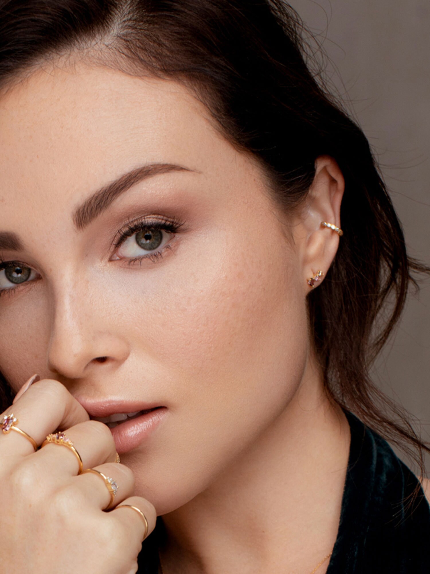 No Piercing Ear Cuff Gold Ear Cuff Round Bezel Ear Cuff - Etsy