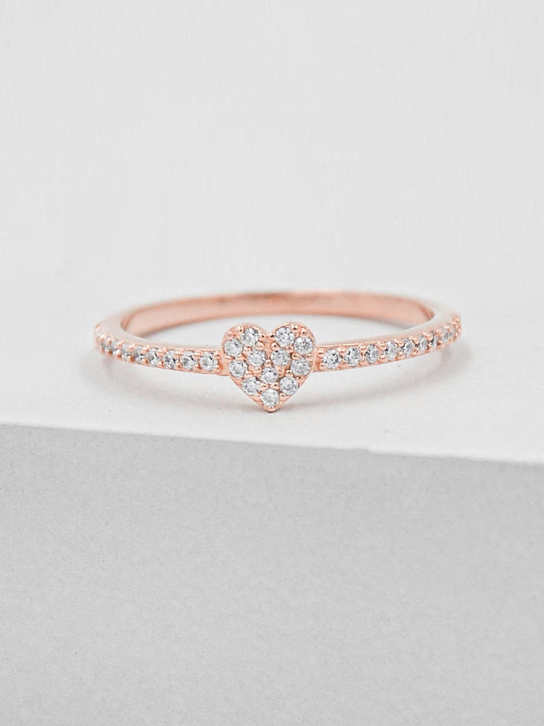 Sparkle Heart Ring - Rose Gold | Rose Gold Heart Ring | Love Ring ...