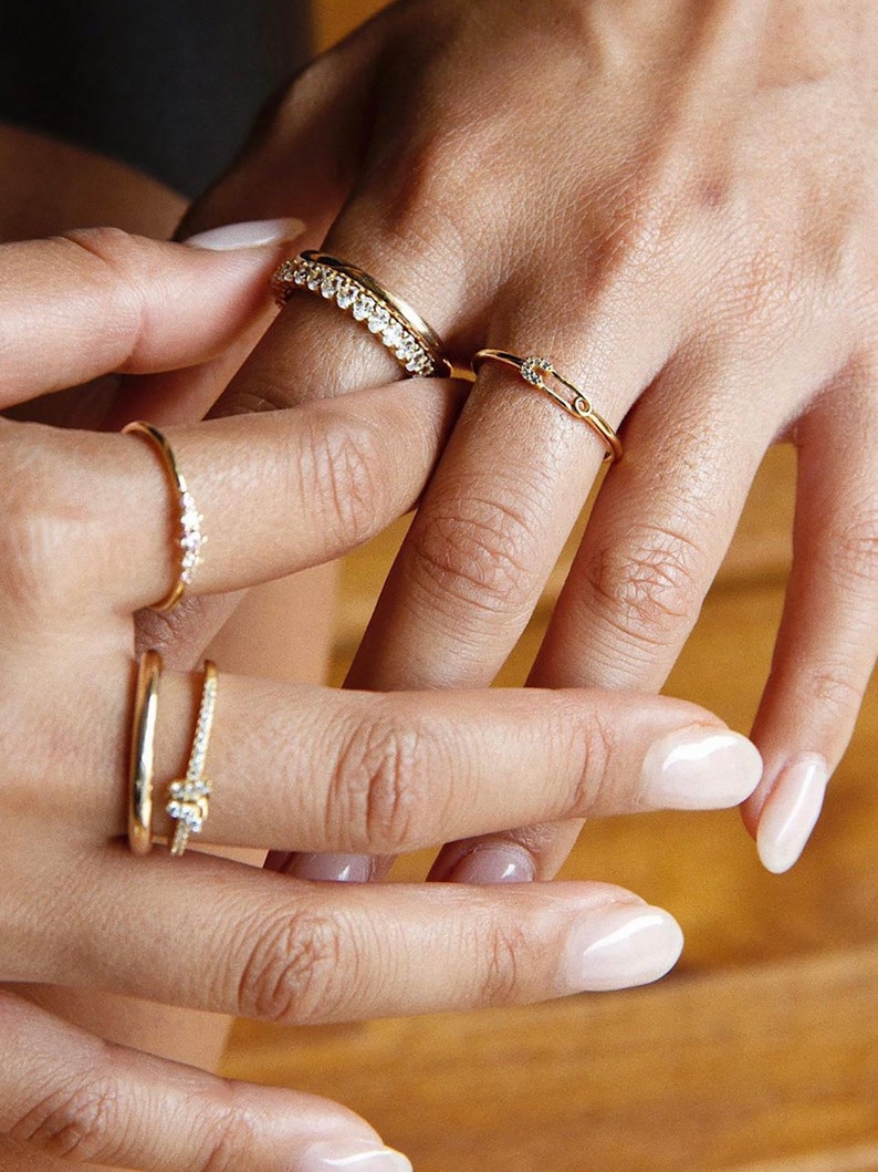 Safety Pin Ring GOLD Safety Pin Charm Gold Ring Dainty - Etsy