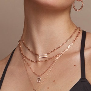 Paperclip Initial Tag Necklace ROSE GOLD Initial Necklace - Etsy