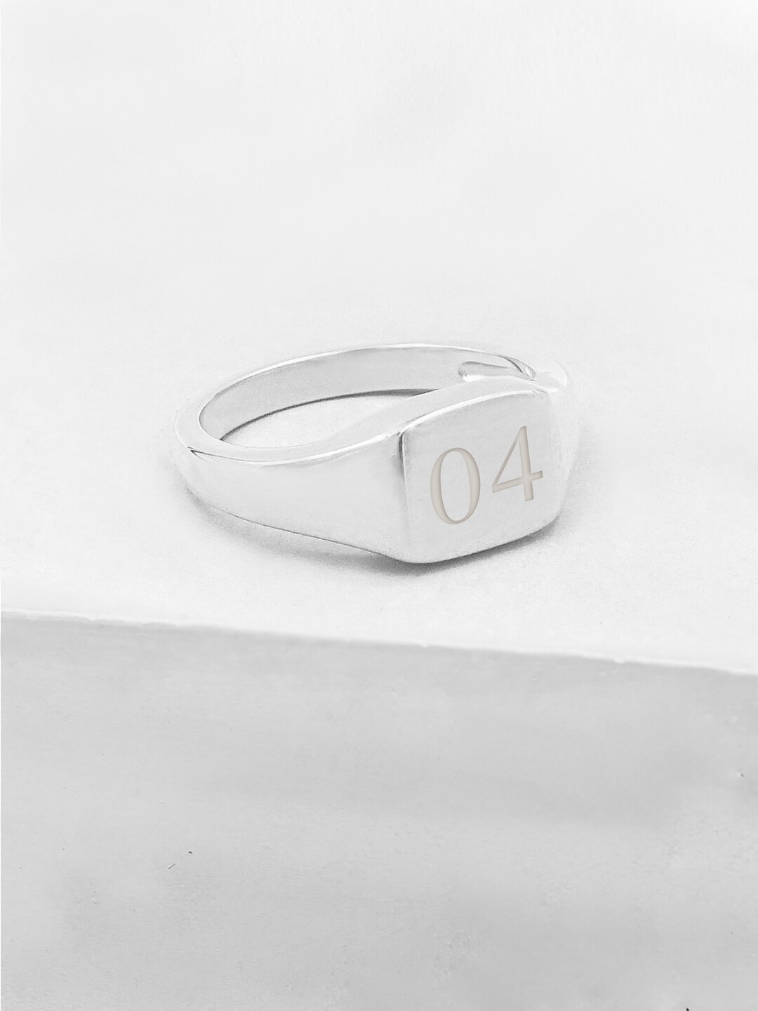 Square Signet Ring - Silver | Engraved Ring | Monogram Signet Ring ...