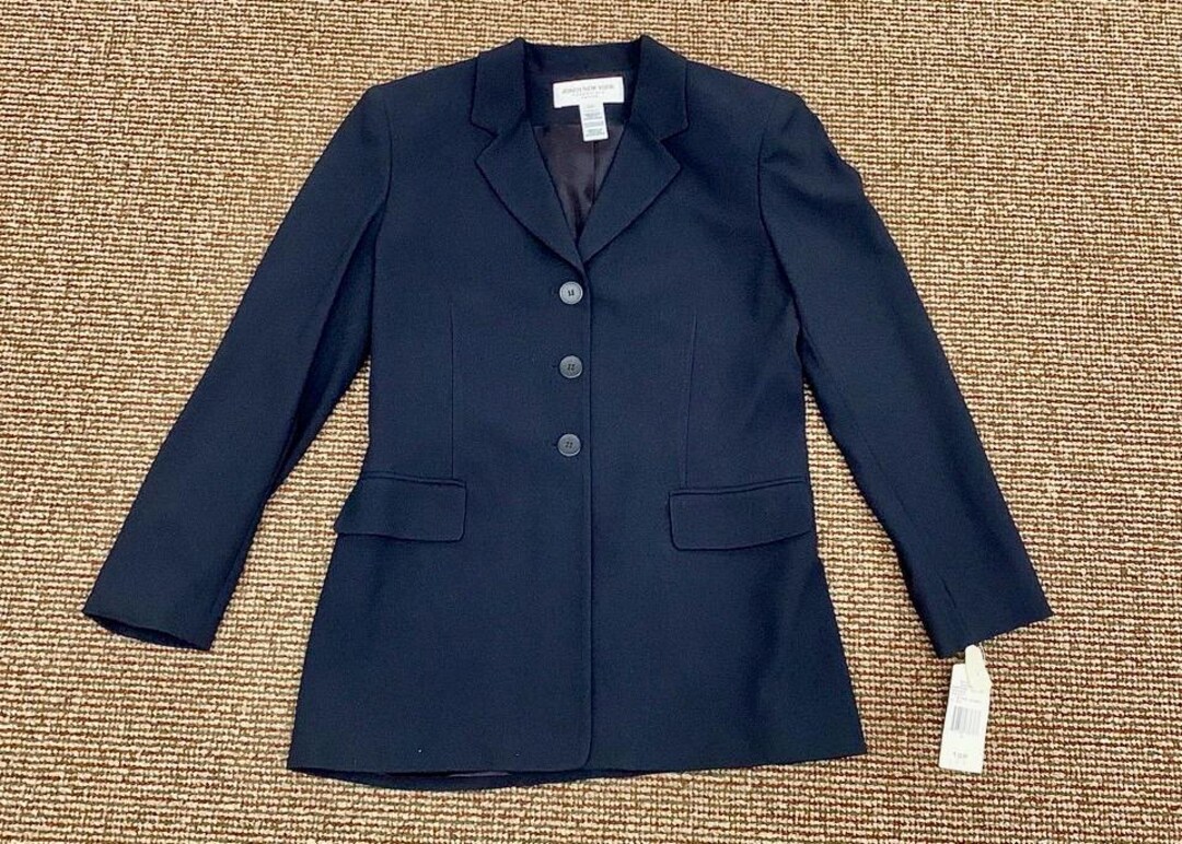 Women's 10 Petite Navy Blue Jones New York Button Front Blazer Jacket ...