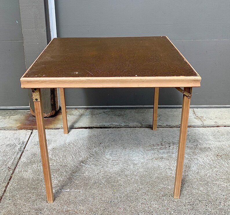 Mid Century Vintage Leg-o-matic Embellished Wooden Folding Card Table ...