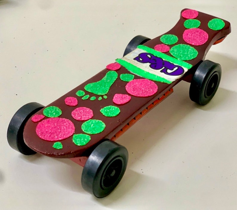 1980s Vintage Skateboard Shaped Pinewood Derby Race Car Hand Crafted ...