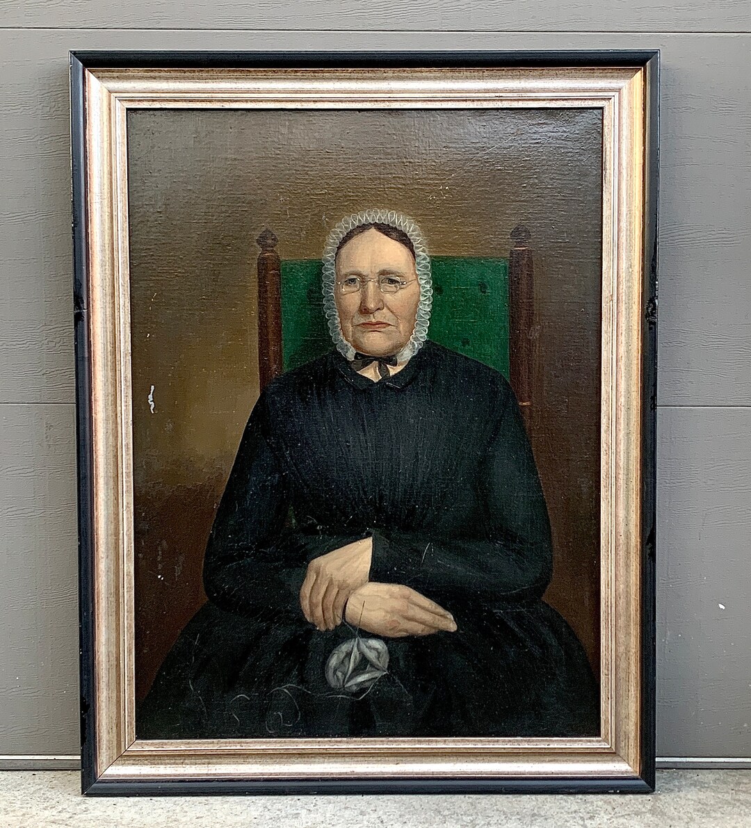 C. 1847 Antique Wooden Framed Artist Signed Original Oil on Canvas ...