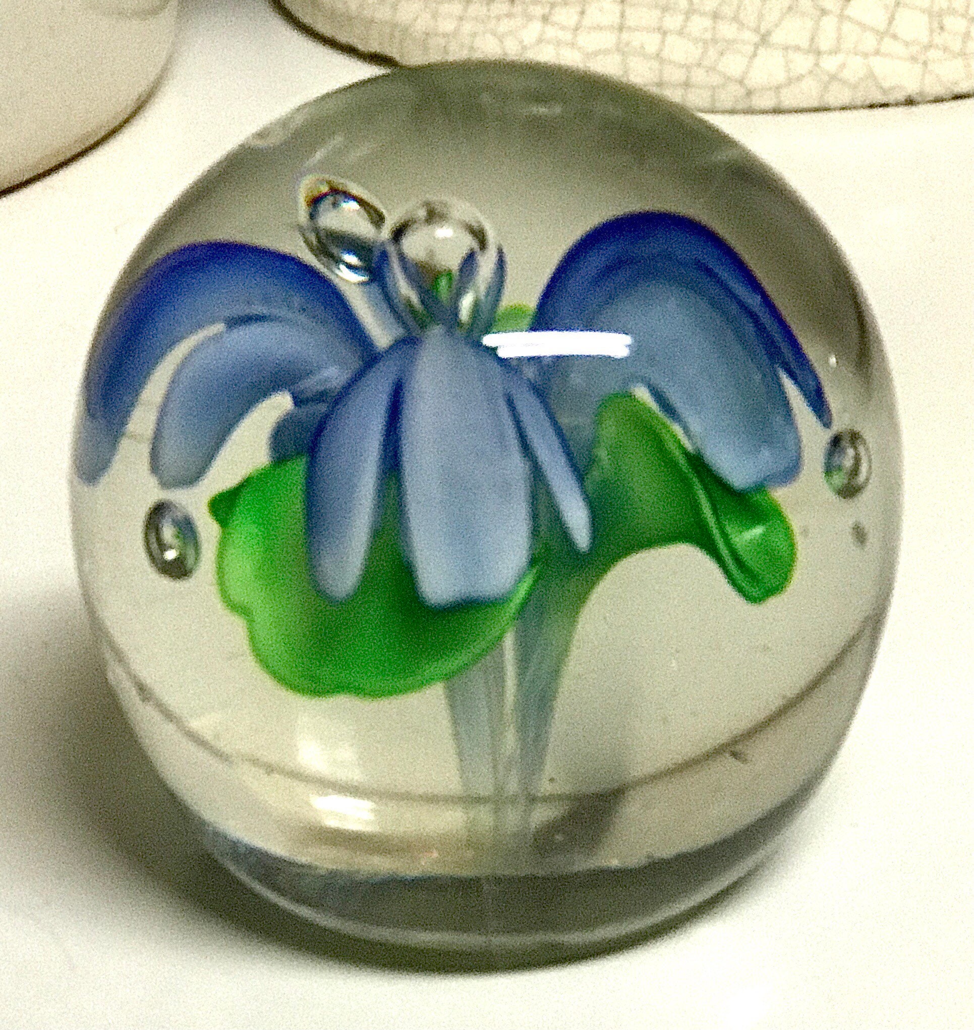 Vintage Spherical Solid Clear Blue Green Flower Italian Murano - Etsy