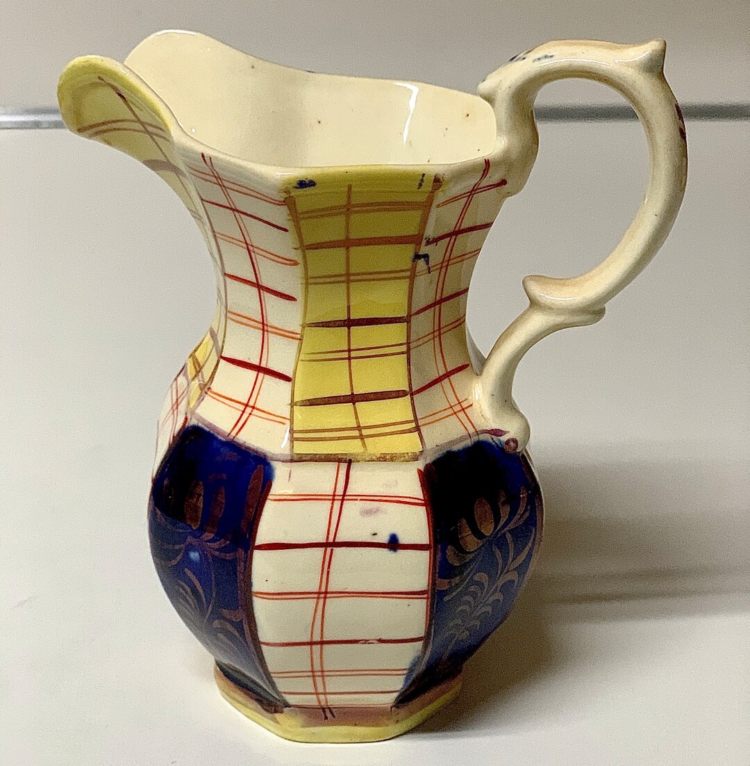 19th Century Gaudy Welsh Unrecorded Plaid Grid Pattern Jug Handled ...