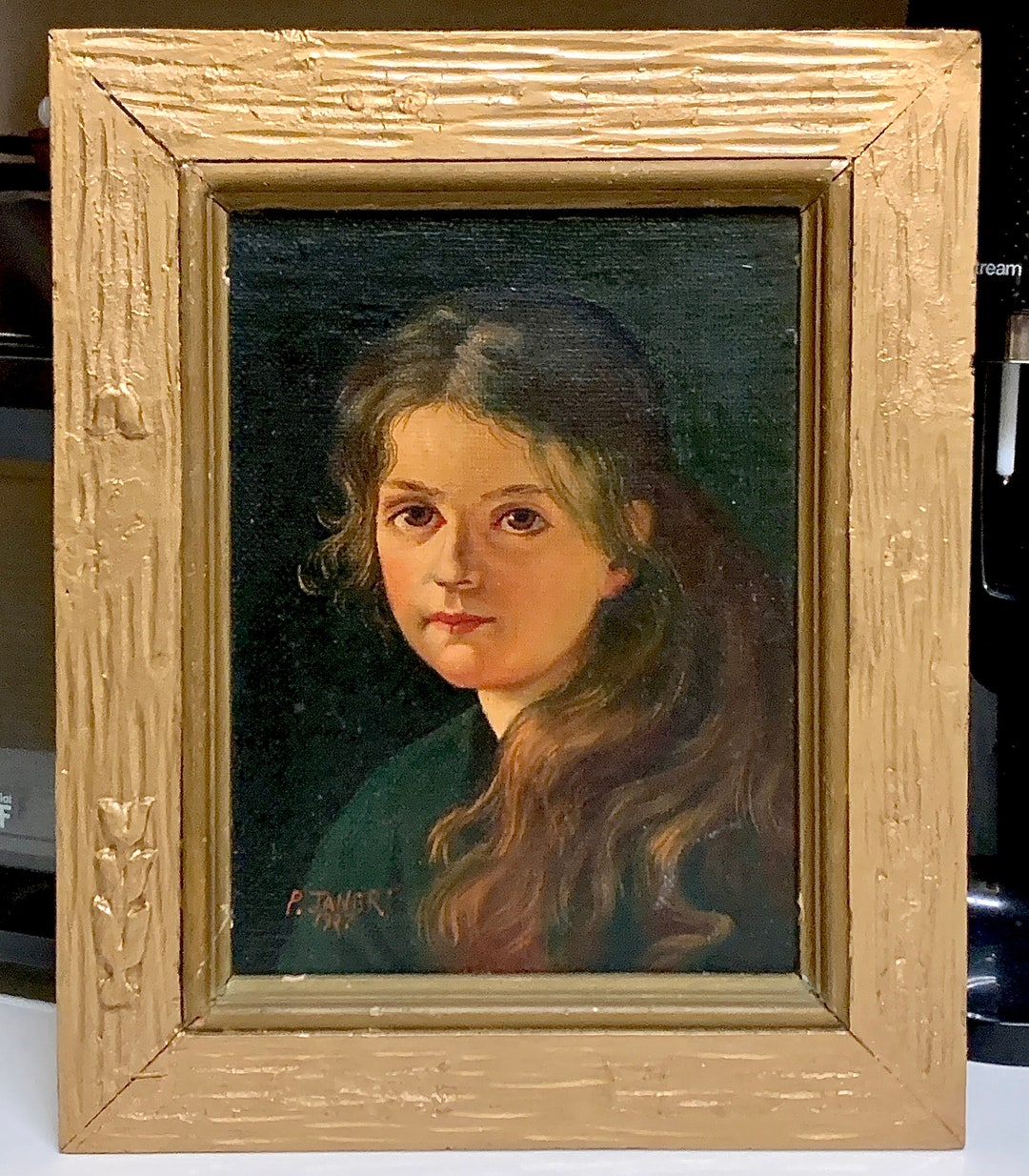1937 Vintage Paul Janert Artist Signed Framed Oil Painting of Young ...