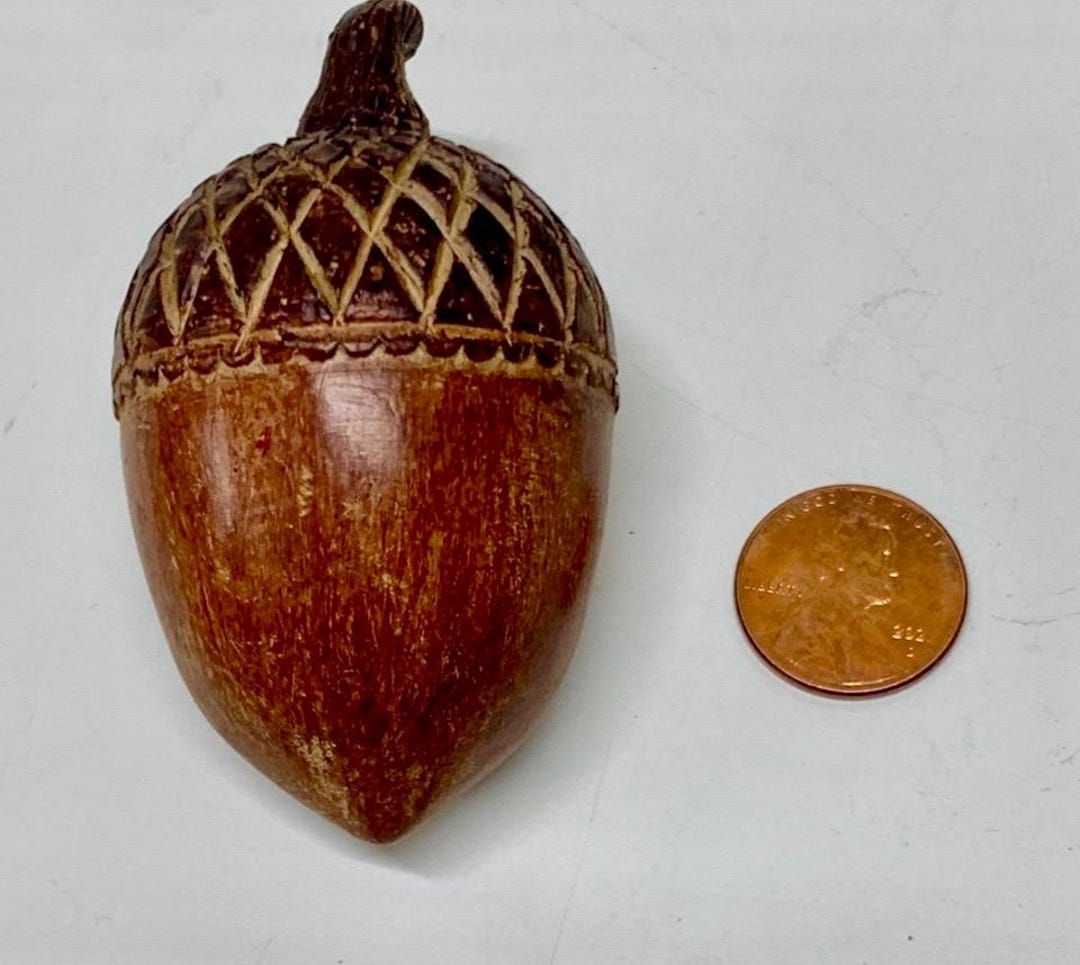 Vintage Artisan Hand Crafted Resin Composite Giant Acorn Folk Art ...