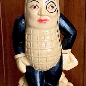 Antique Vintage Hand-crafted Solid Wooden mr. Peanut Statue Wearing ...