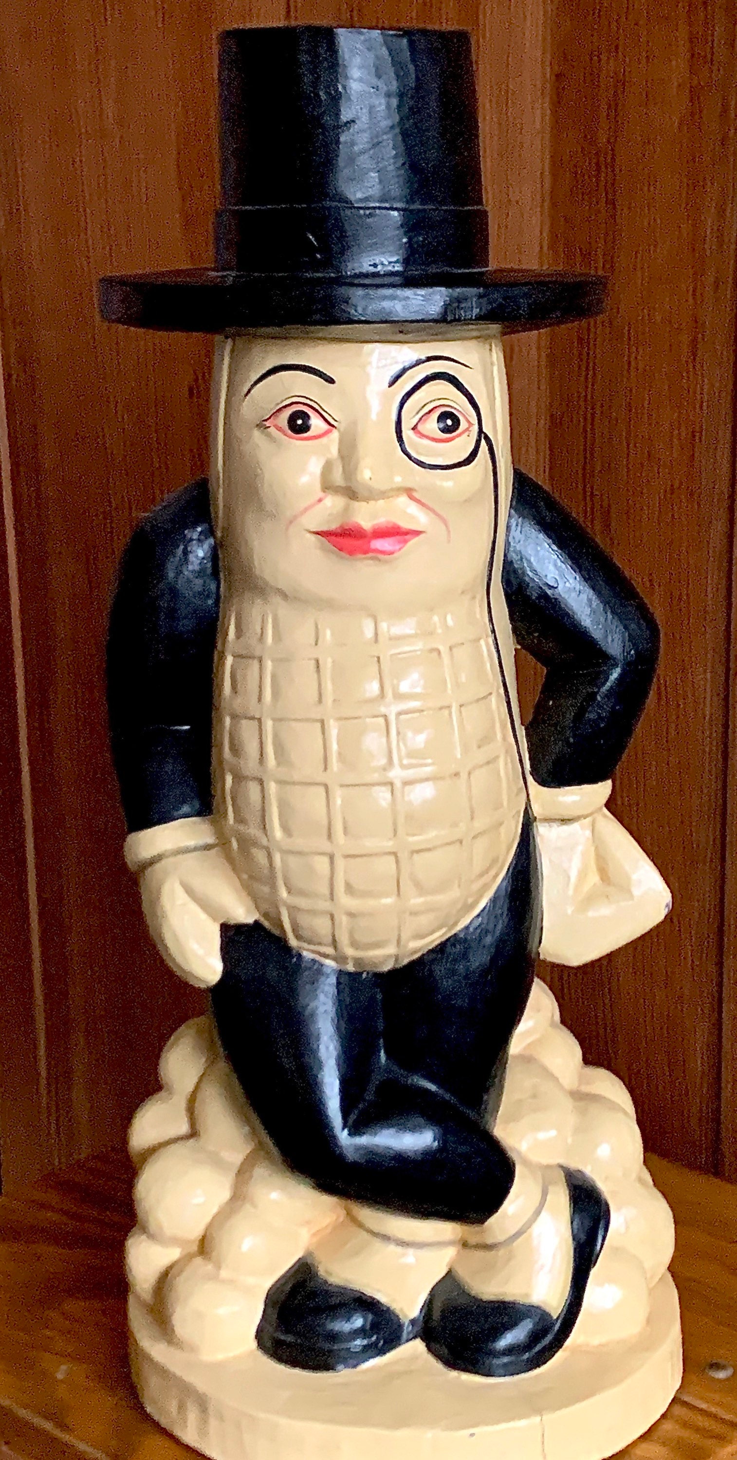Antique Vintage Hand-crafted Solid Wooden mr. Peanut Statue Wearing ...