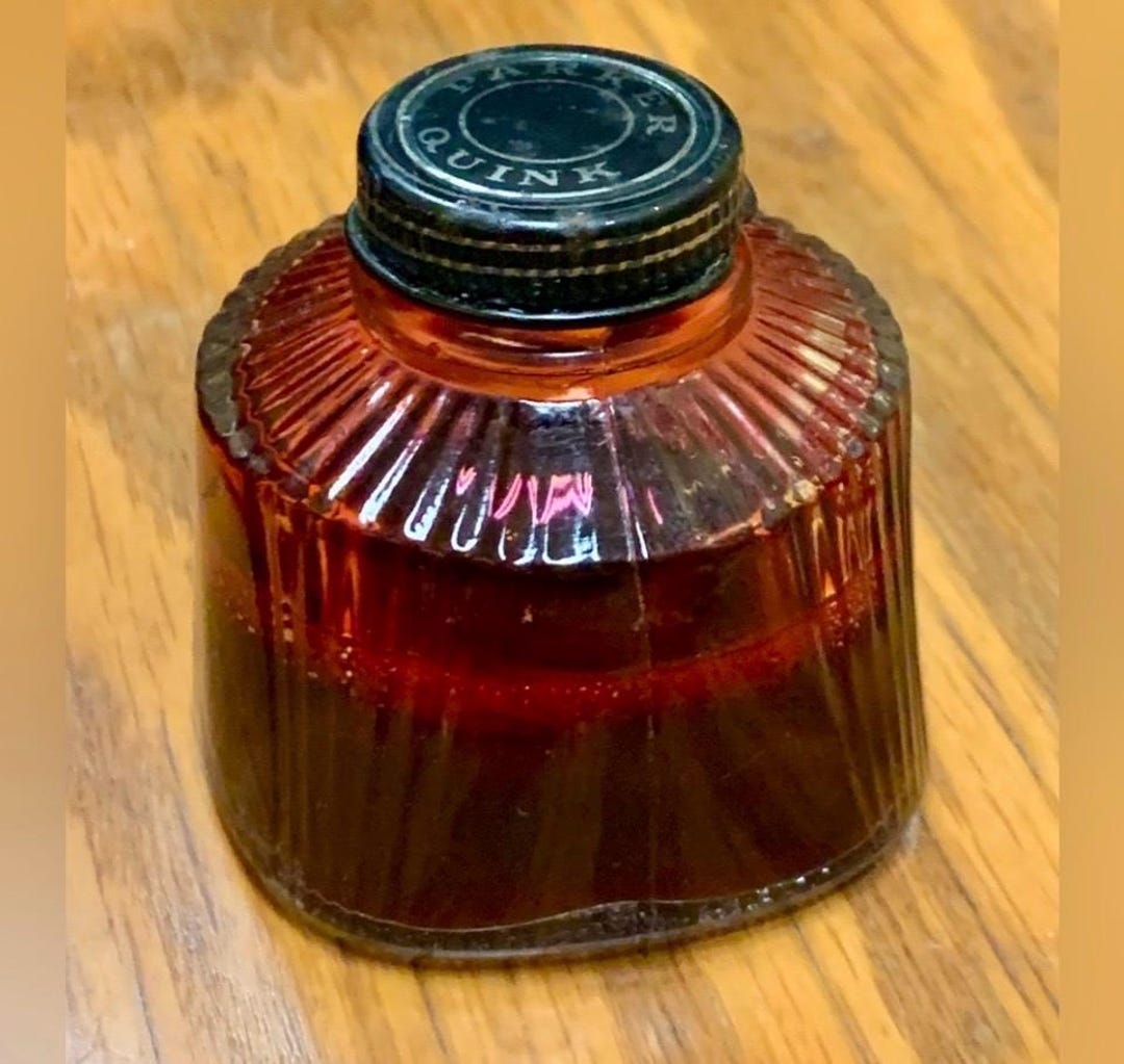 Early 20th Century Antique PARKER QUINK Red Permanent Fountain Pen Ink ...