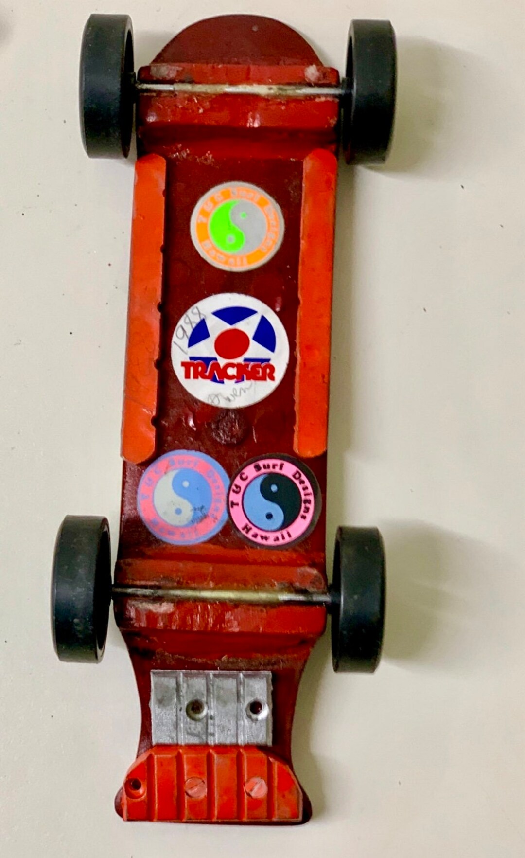 1980s Vintage Skateboard Shaped Pinewood Derby Race Car Hand Crafted ...