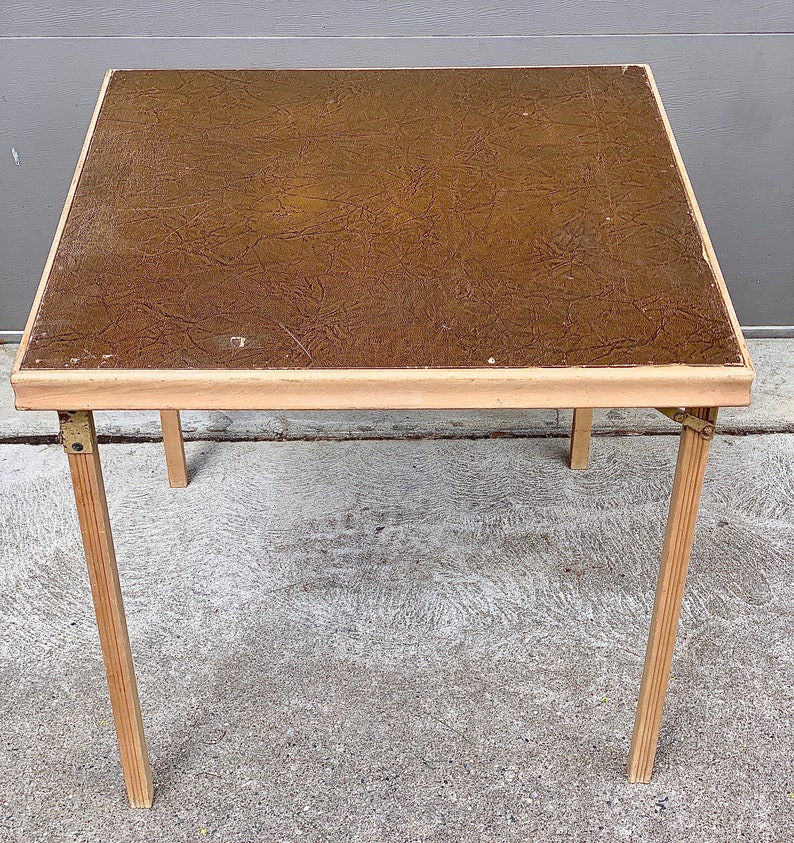 Mid Century Vintage Leg-o-matic Embellished Wooden Folding Card Table ...