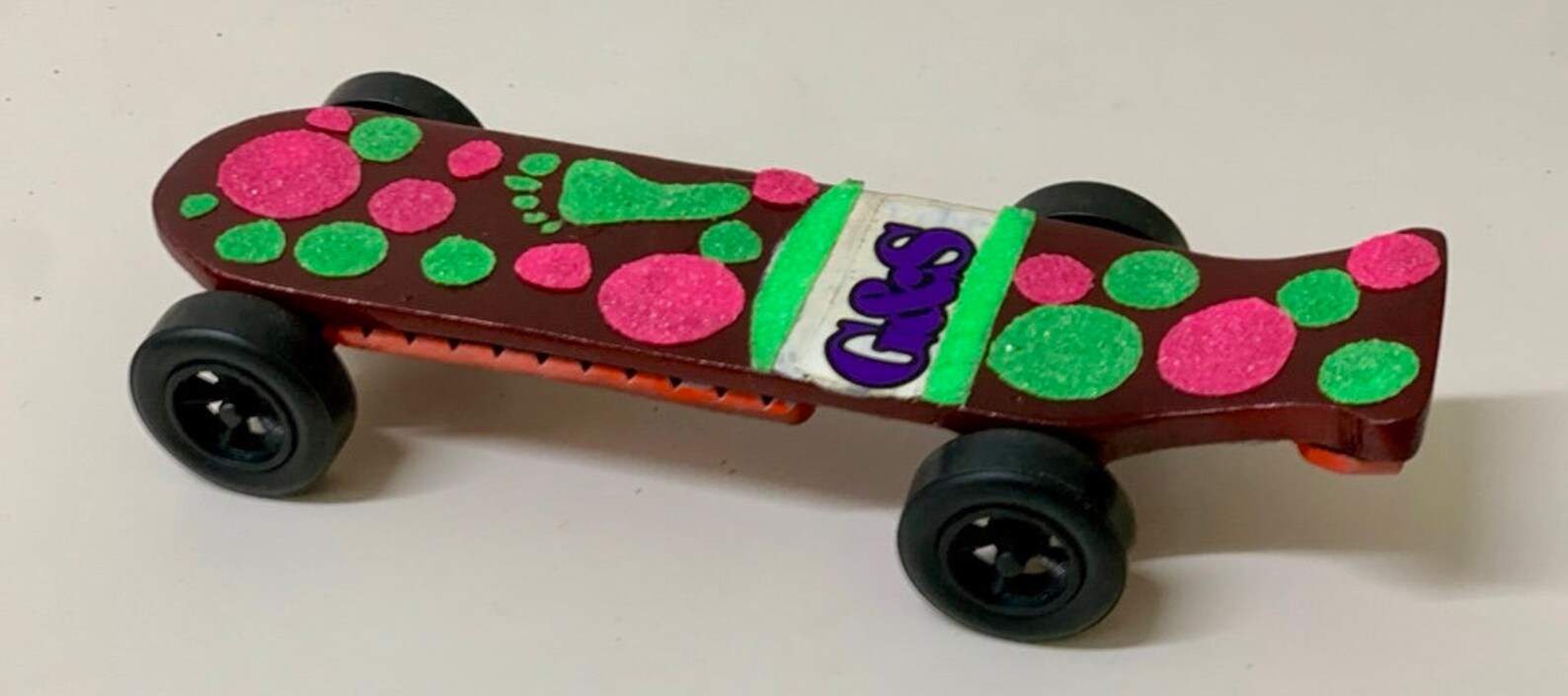 1980s Vintage Skateboard Shaped Pinewood Derby Race Car Hand Crafted ...