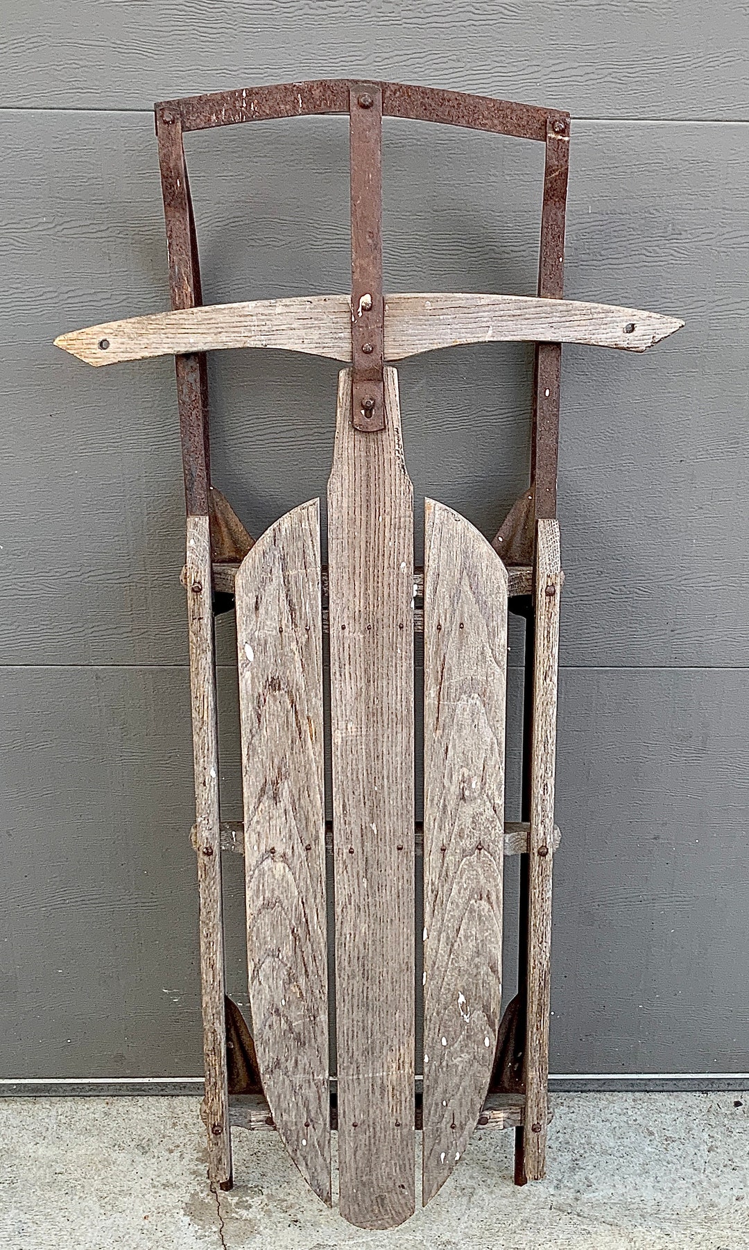 Early 20th Century Antique Wooden Metal Rail Runner Snow Sled - Etsy