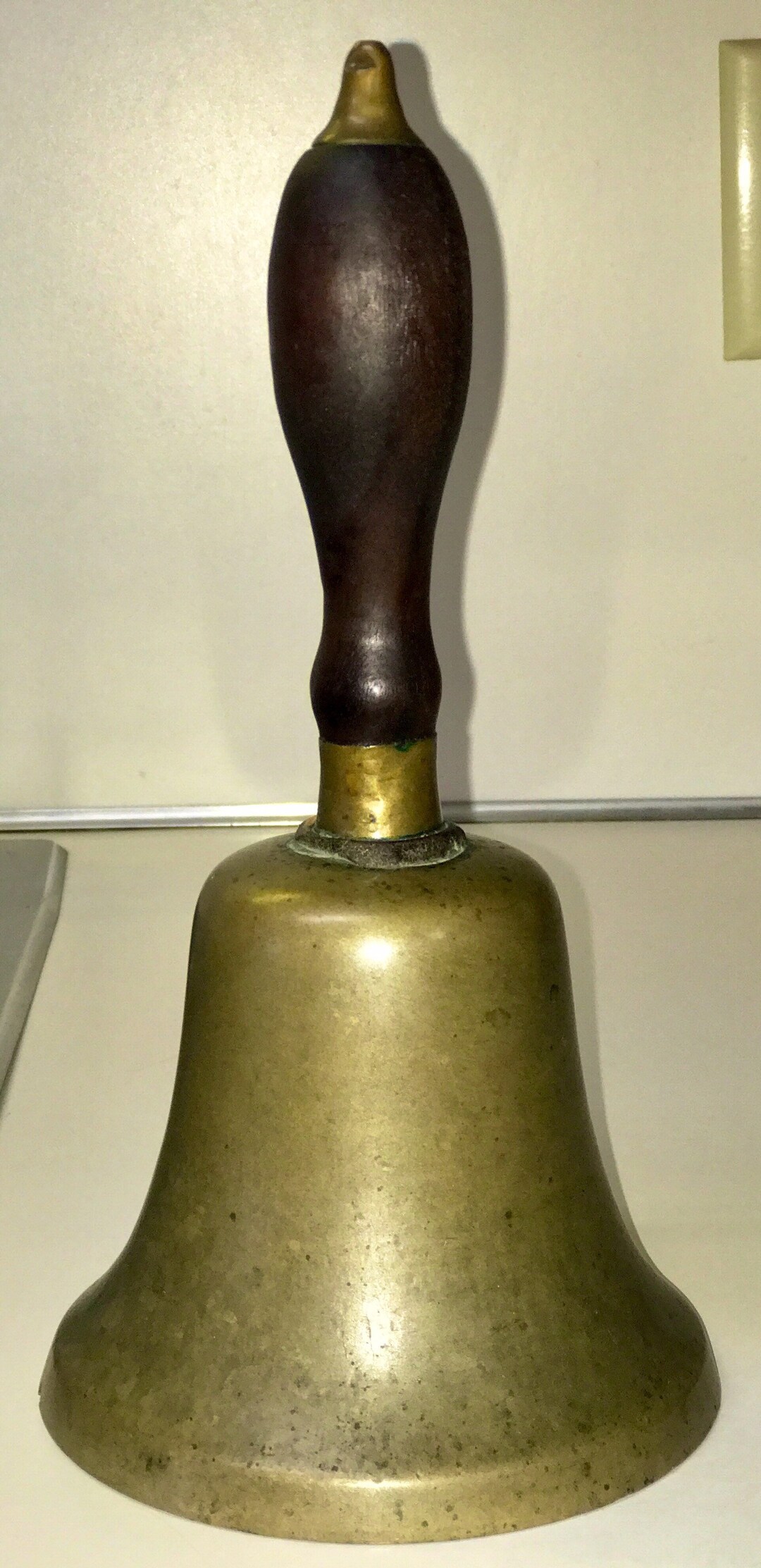 Vintage 1800s Antique Dark Wooden Handled 10.5 Brass Bronze SCHOOLHOUSE ...