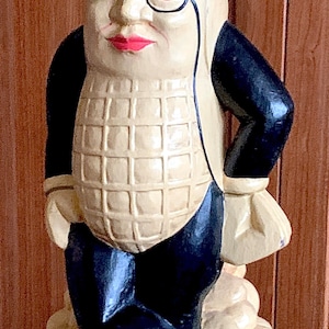 Antique Vintage Hand-crafted Solid Wooden mr. Peanut Statue Wearing ...