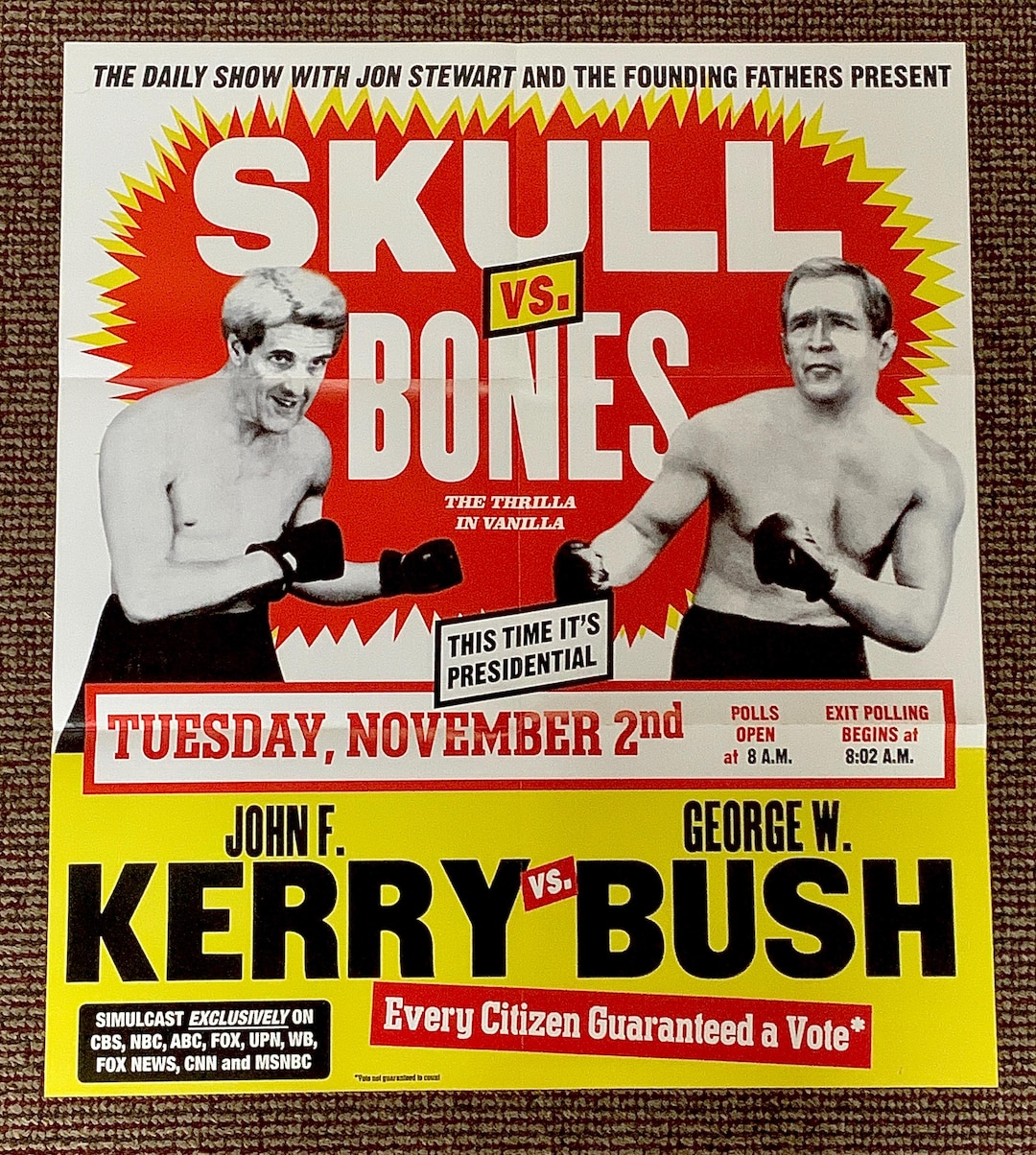 2004 Vintage Skull Vs. Bones John Kerry in Boxing Ring Fighting George ...