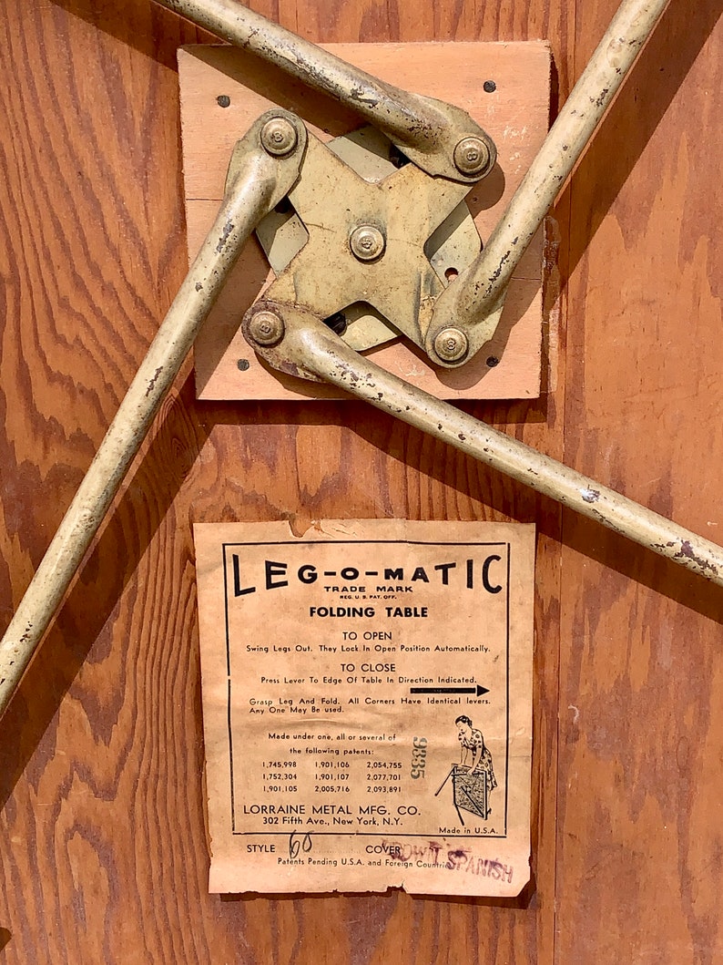 Mid Century Vintage Leg-o-matic Embellished Wooden Folding Card Table ...