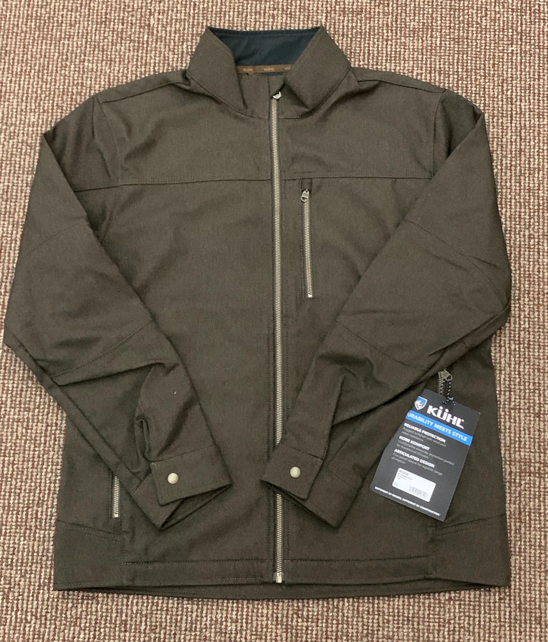 Men's XL KUHL Impakt Brown Windproof Water Resistant Fitted Articulated ...