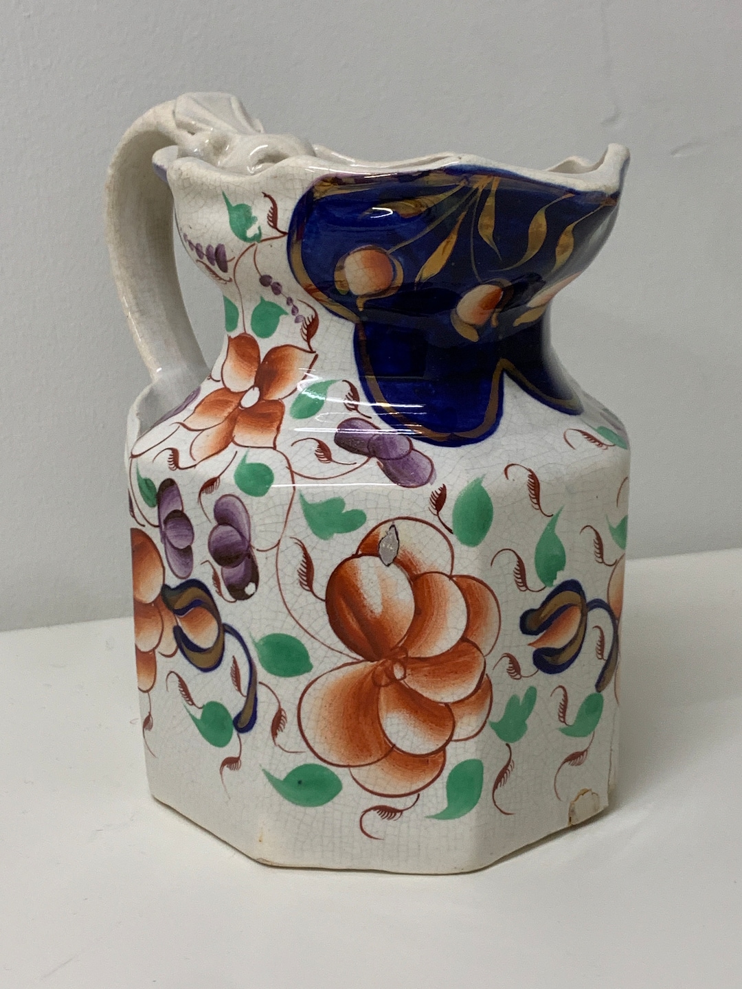 19th Century Antique Gaudy Welsh Lleyn Pattern Octagonal Dragon Handle ...