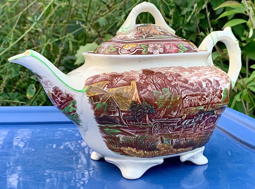 Rare Vintage COALPORT Kings Ware England A.D. 1750 PASTORAL Brown ...