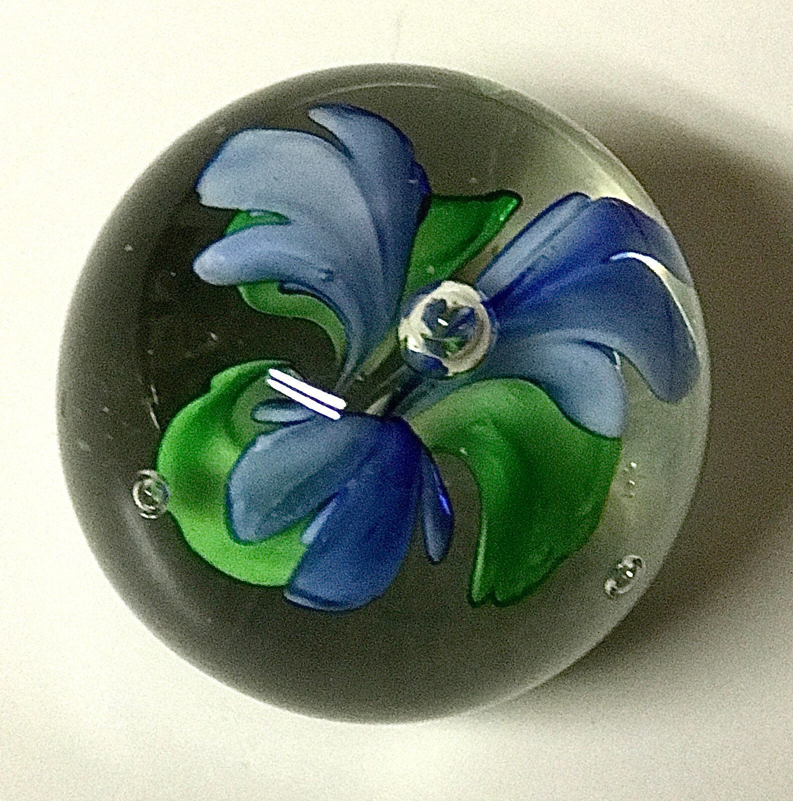 Vintage Spherical Solid Clear Blue Green Flower Italian Murano - Etsy