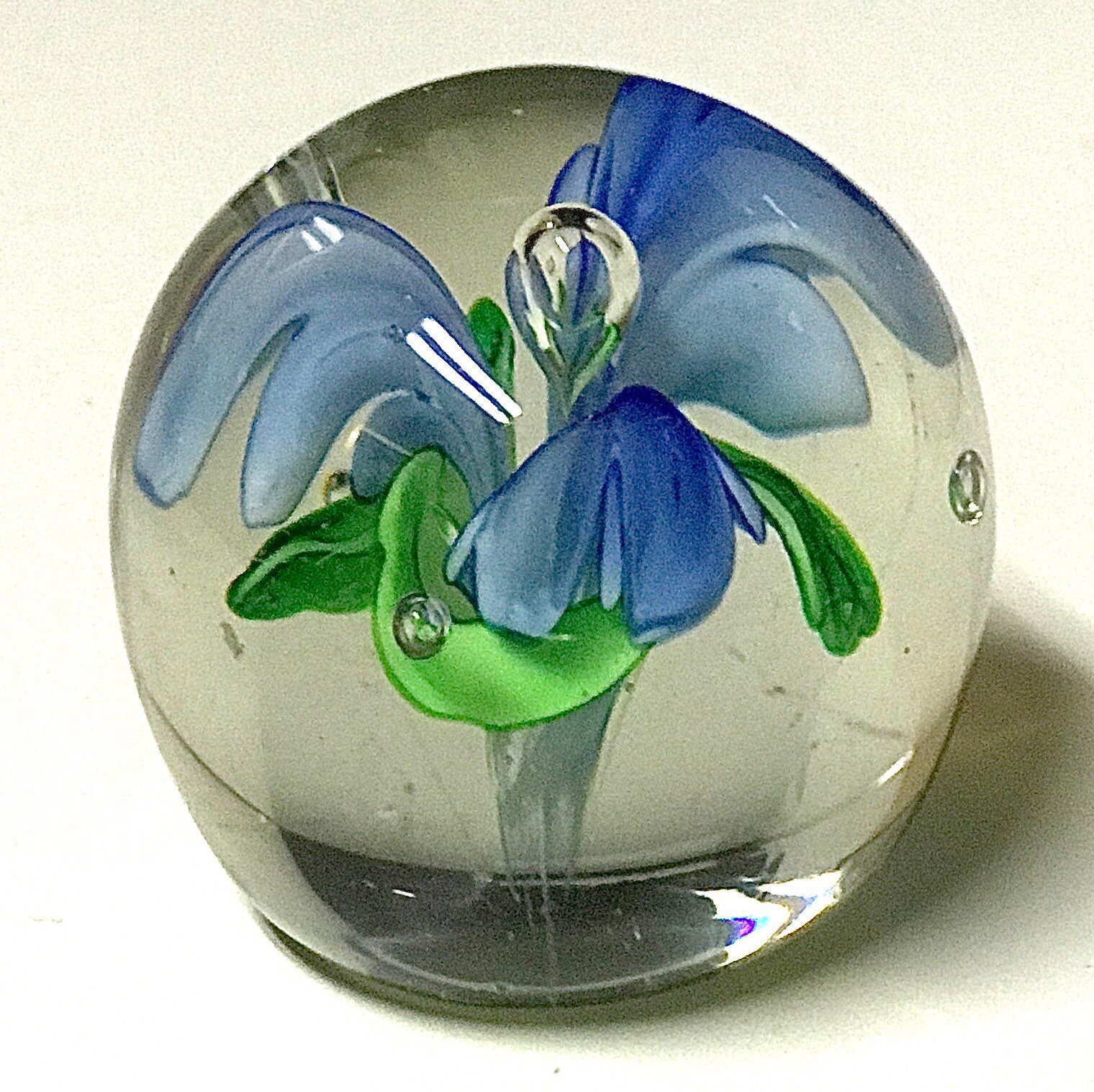 Vintage Spherical Solid Clear Blue Green Flower Italian Murano - Etsy