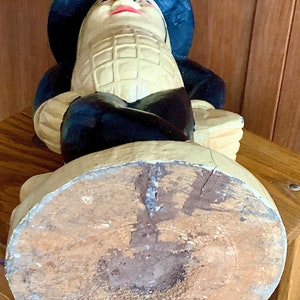 Antique Vintage Hand-crafted Solid Wooden mr. Peanut Statue Wearing ...