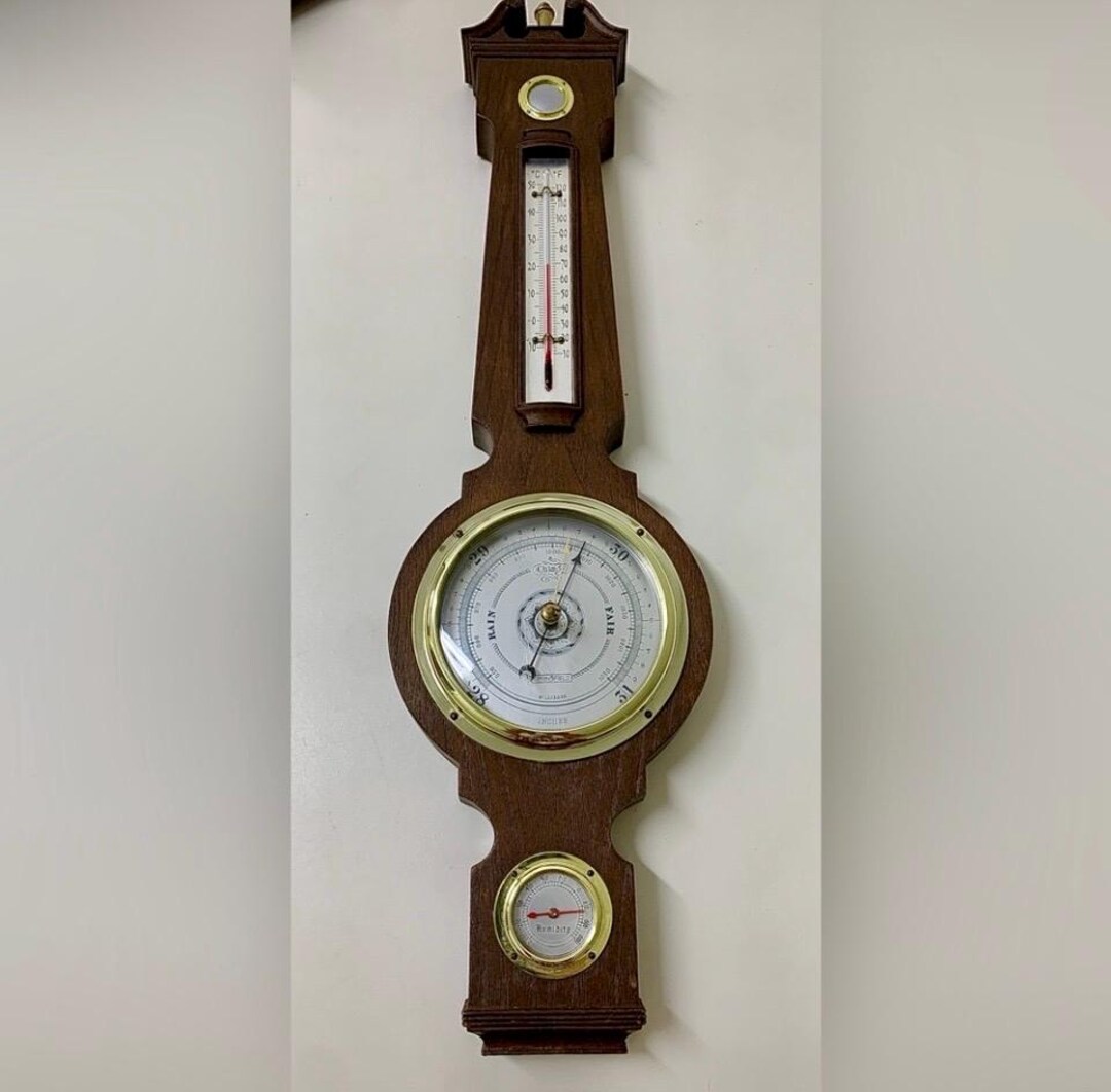 Mid Century Vintage Springfield Thermometer Barometer Weather Station ...