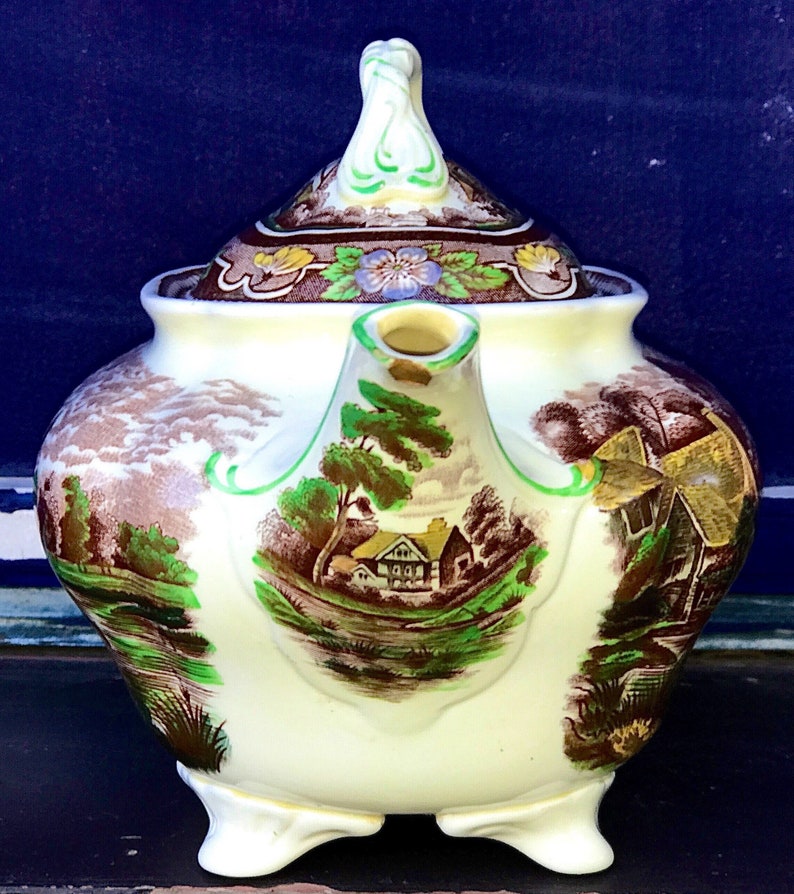 Rare Vintage COALPORT Kings Ware England A.D. 1750 PASTORAL Brown ...