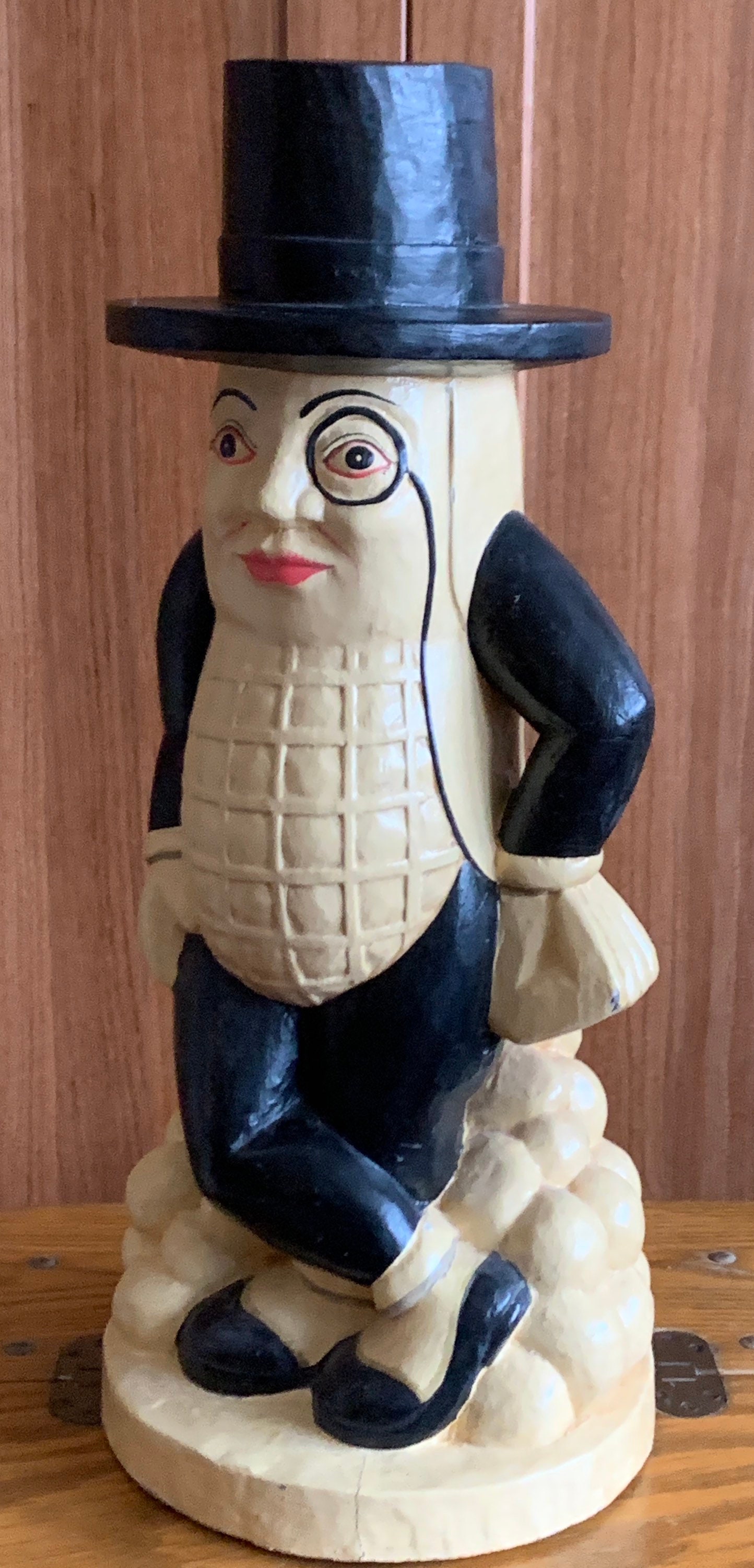 Antique Vintage Hand-crafted Solid Wooden mr. Peanut Statue Wearing ...