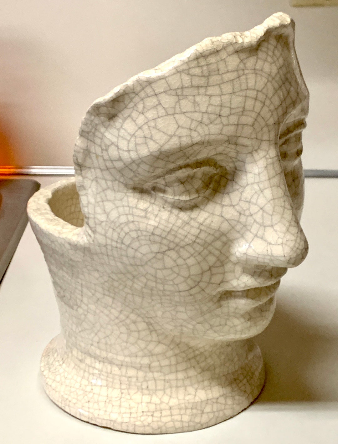 Vintage Glazed Ceramic Androgynous Antique Archaic Smile Greco Roman ...