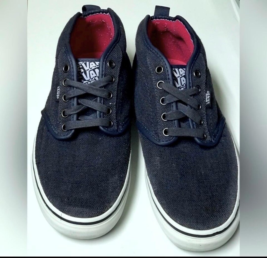 Mens 9.5 Navy Blue Canvas Mid Top VANS Atwood Vtg Skateboarding ...