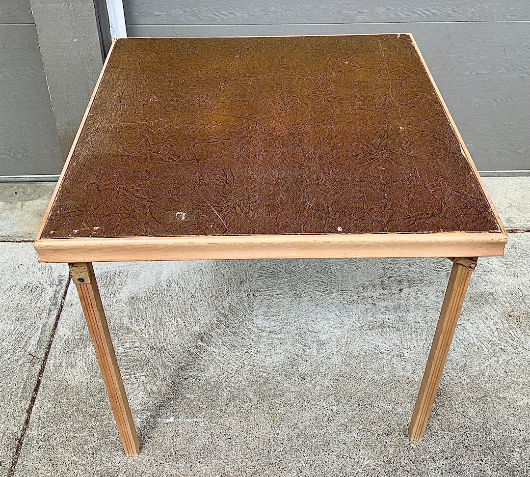 Mid Century Vintage Leg-o-matic Embellished Wooden Folding Card Table ...