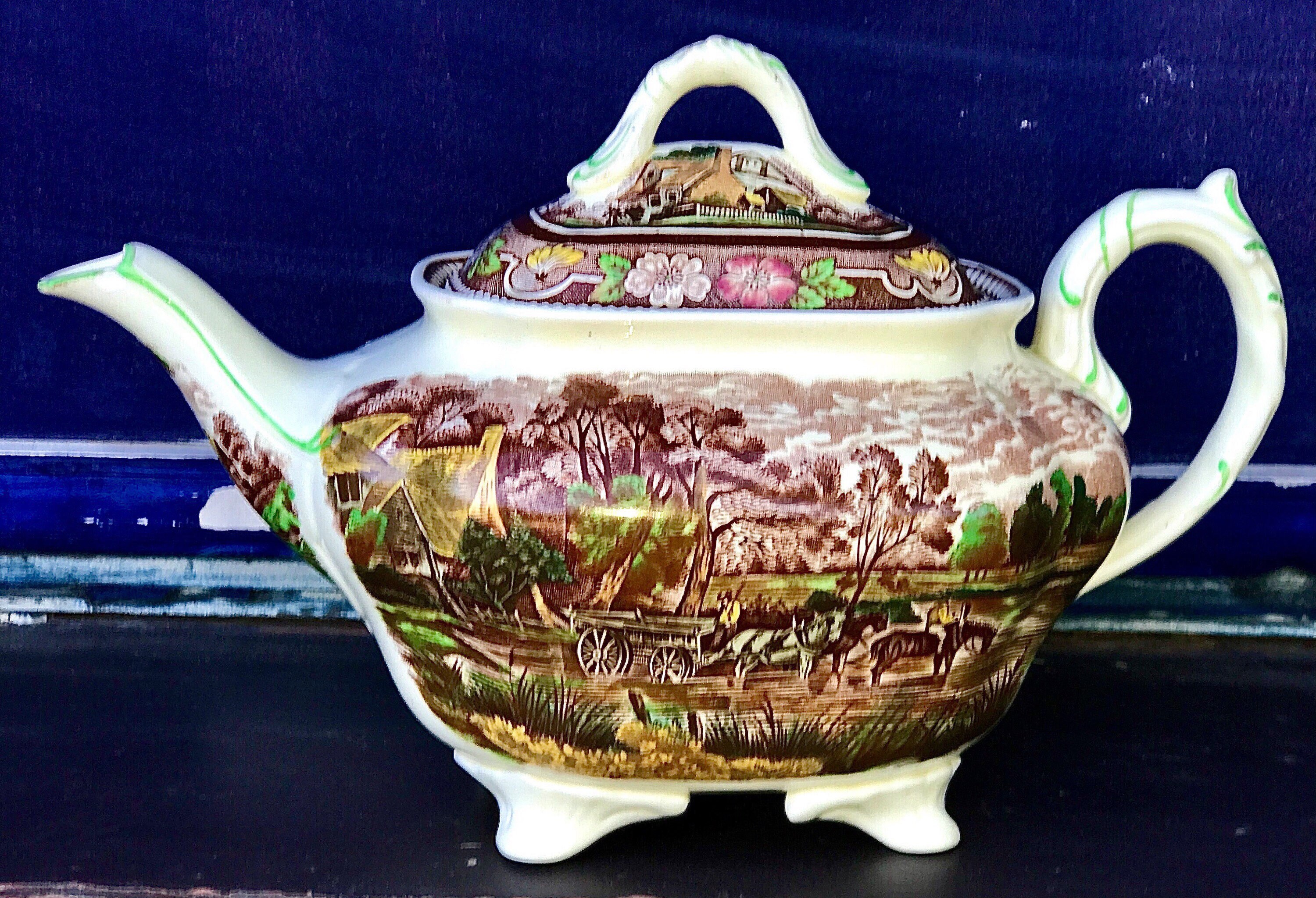 Rare Vintage COALPORT Kings Ware England A.D. 1750 PASTORAL Brown ...