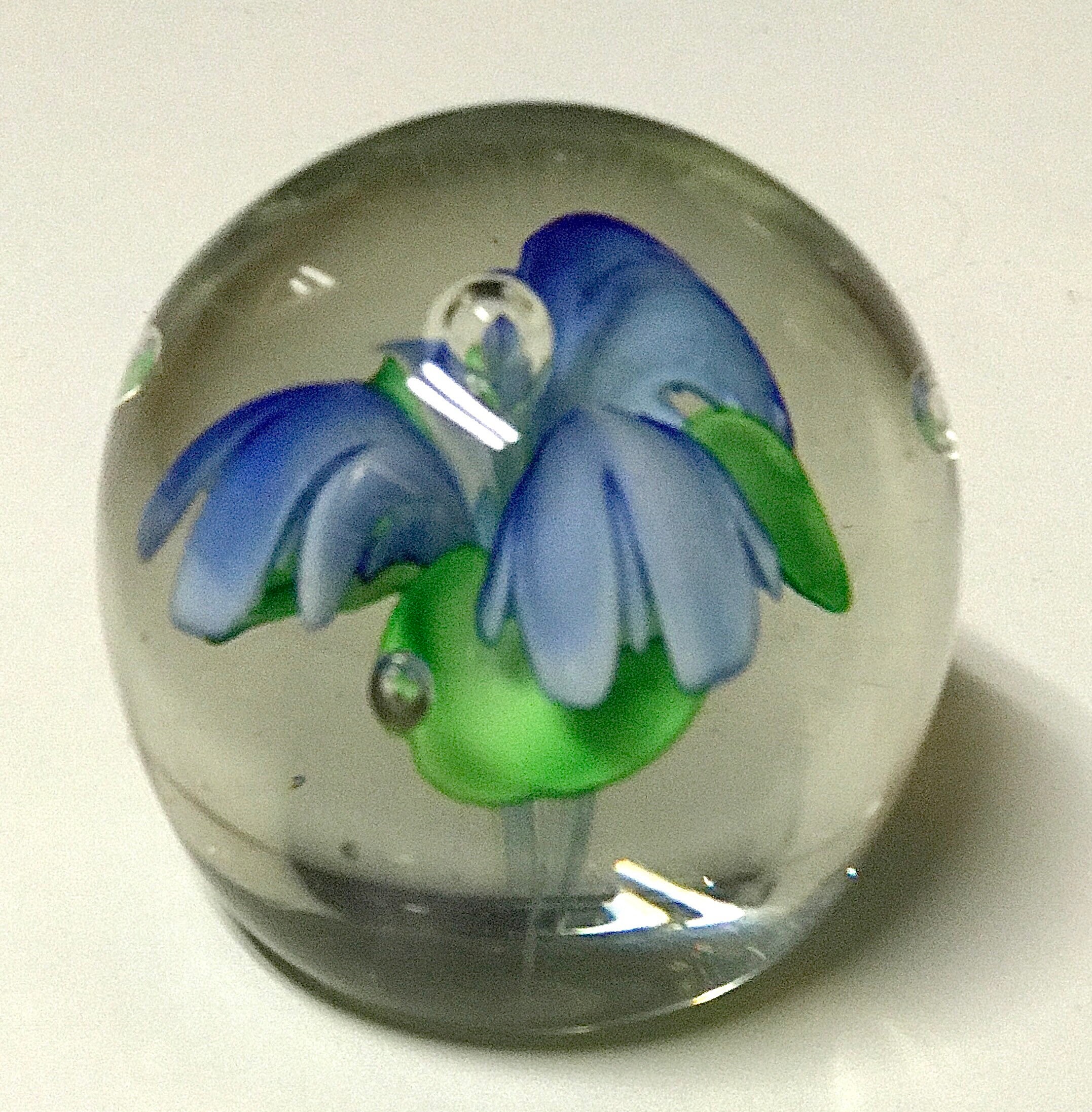 Vintage Spherical Solid Clear Blue Green Flower Italian Murano - Etsy