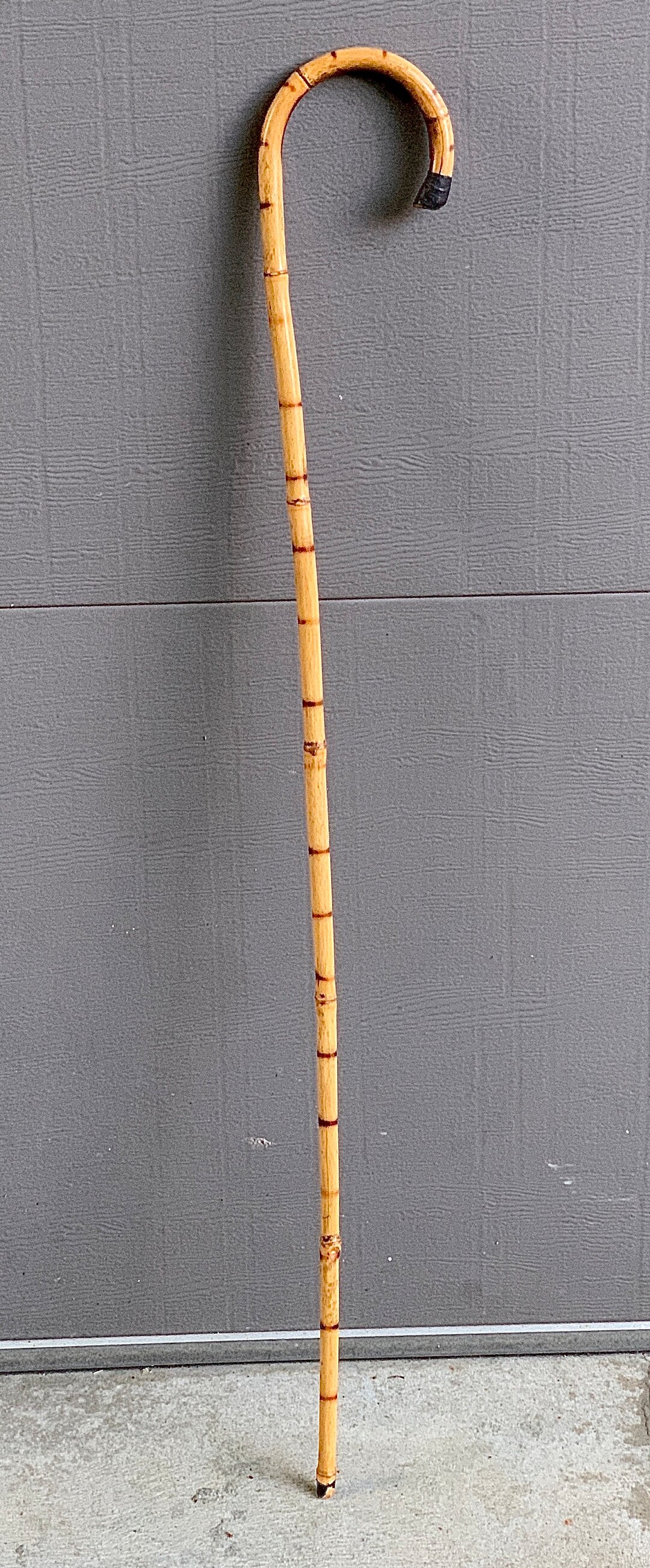 Antique Metal Tipped Crook Handle Bamboo Carnival Barker’s Cane ...