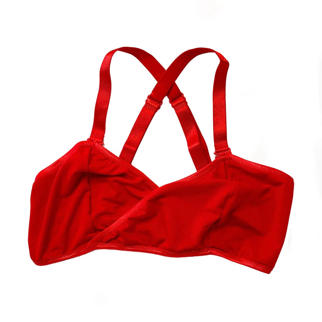 Red Solid Wrap Bralette - Etsy