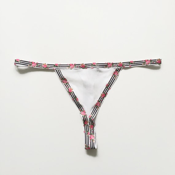 Items similar to English Rose Thong // Floral and Stripes Undies, mixed ...