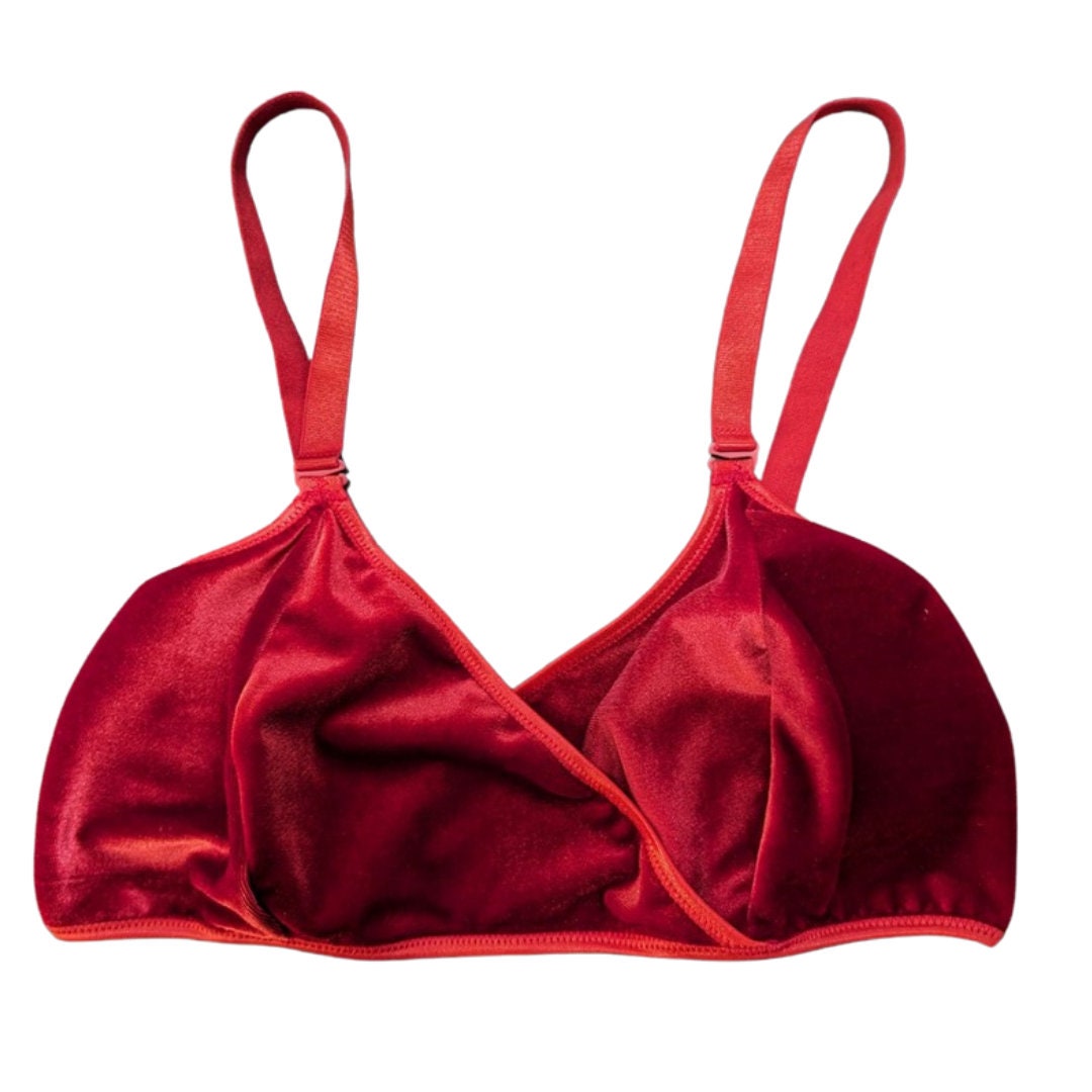 Red Velvet Wrap Bralette - Etsy