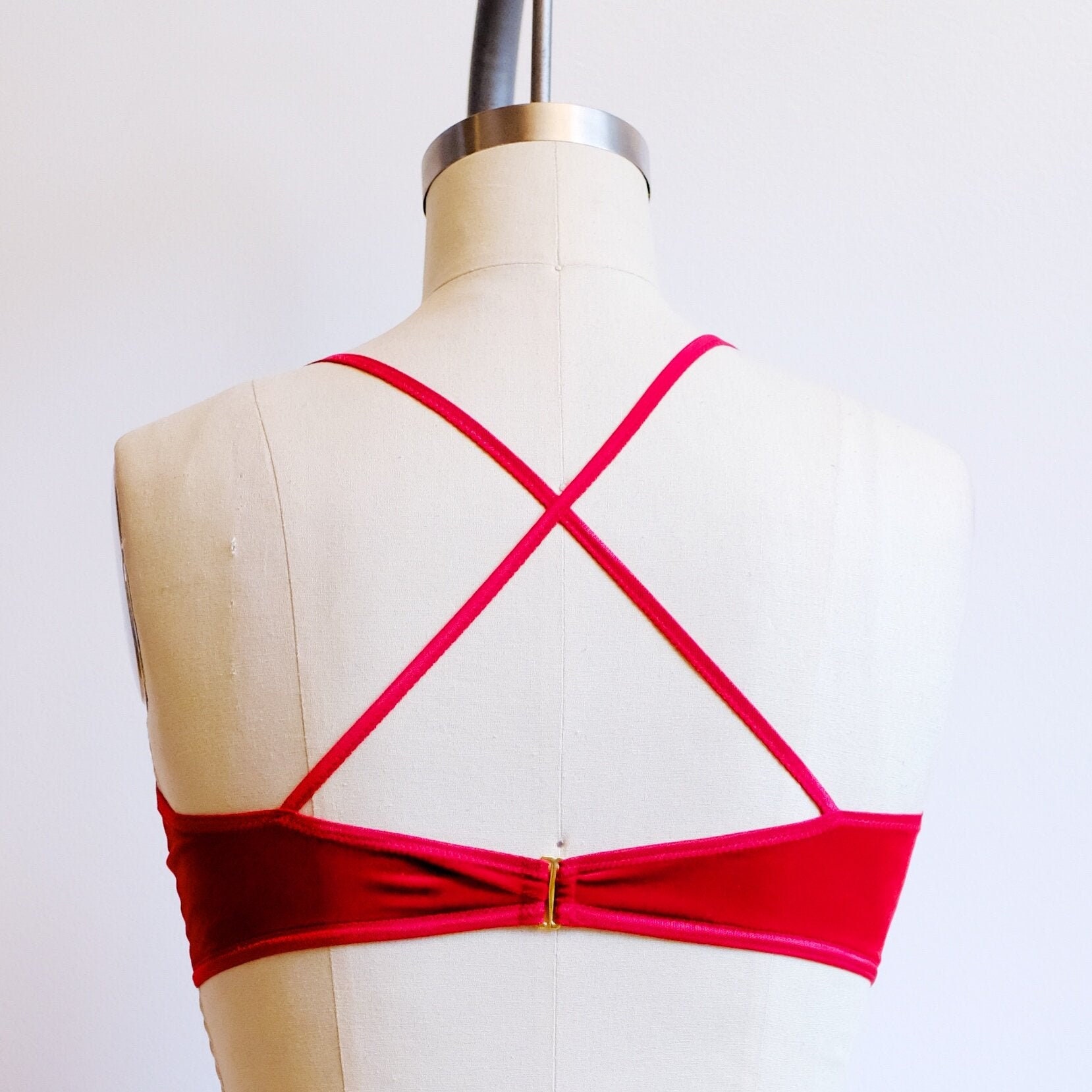 Red Velvet Wrap Bralette - Etsy