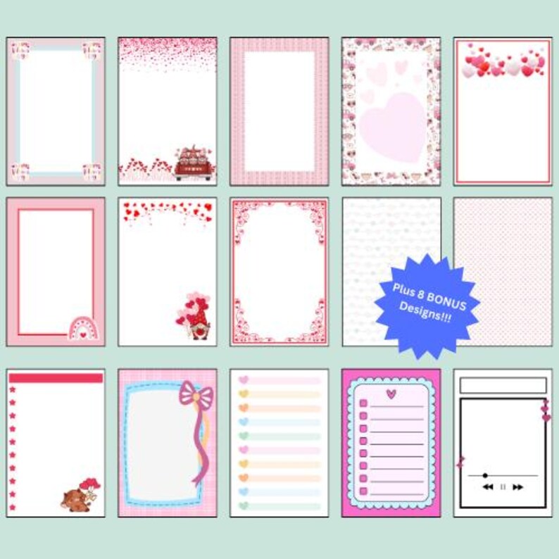 Valentine's Day Notepad Designs Bundle – Love Notes, Teacher Gifts (PDF ...
