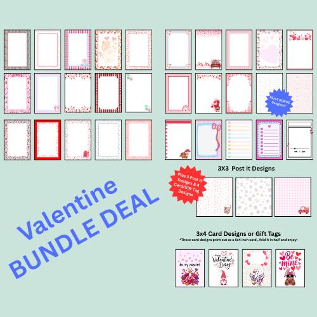 Valentine's Day Notepad Designs Bundle – Love Notes, Teacher Gifts (PDF ...