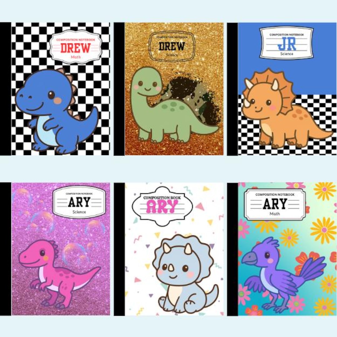 Dinosaur Composition Notebook Cover Template: Editable Canva Design ...