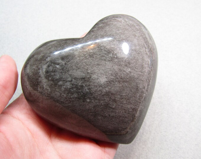 Silver Sheen Obsidian Heart 3 Extra Large Carved Sheen Obsidian Puffy ...
