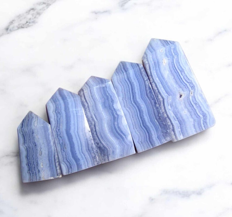 Blue Lace Agate Crystal Tower, Blue Lace Agate Point, Natural Blue Lace ...