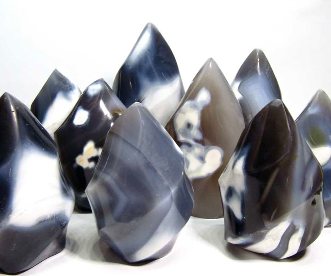 Orca Agate Flame, Orca Agate Crystal Flame, Natural Orca Agate Crystal ...