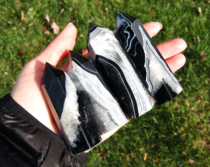 Onyx Crystal Tower, Black Onyx Crystal Point, Natural Onyx Crystal ...
